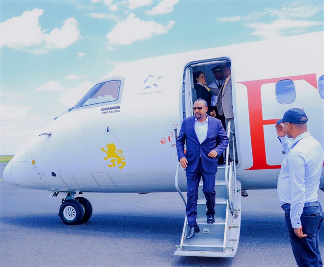 Ra'iisal Wasaaraha Itoobiya Abiyi Axmed oo maanta Jigjiga soo gaarey ...